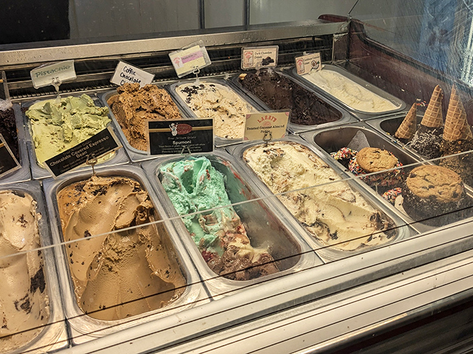 Ice cream paradise in technicolor glory. Choosing just one flavor should qualify as an Olympic sport.