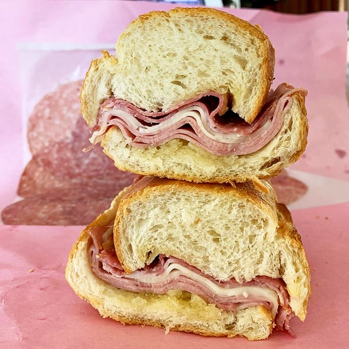 The legendary sandwich in all its simple glory. No fancy garnishes needed when the ingredients speak this eloquently.