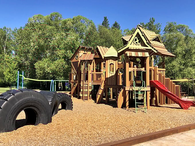 Even the playground equipment in Joseph looks like it was designed by someone who understands childhood magic. Adventure awaits!