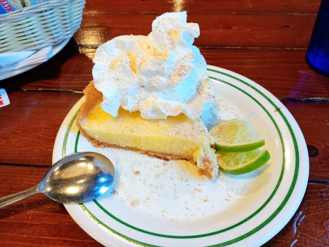 Key lime pie that makes you close your eyes and sigh. That cloud of whipped cream is basically Florida's version of a snow-capped mountain.