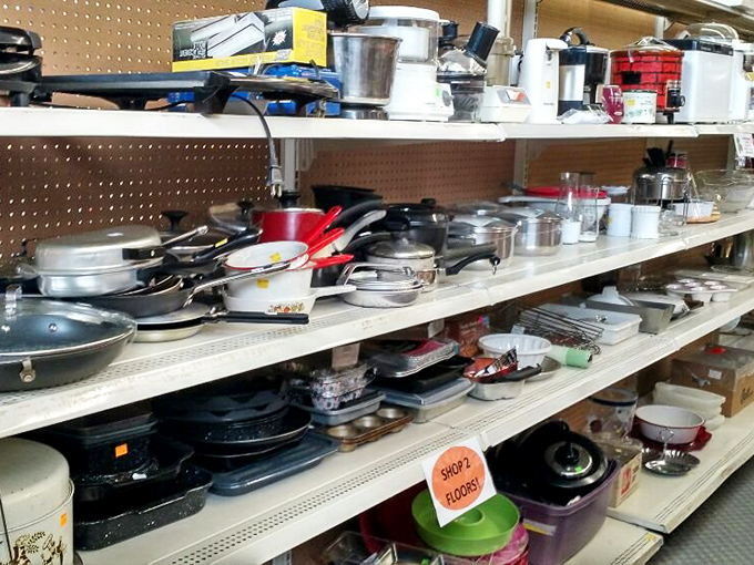 Pots and pans organized better than most people organize their lives – pure kitchen magic.
