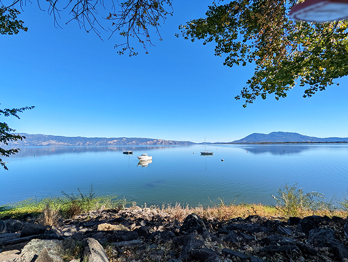 Clear Lake stretches out like nature's infinity pool, with mountains playing the role of those fancy resort walls you'd pay thousands to see elsewhere.