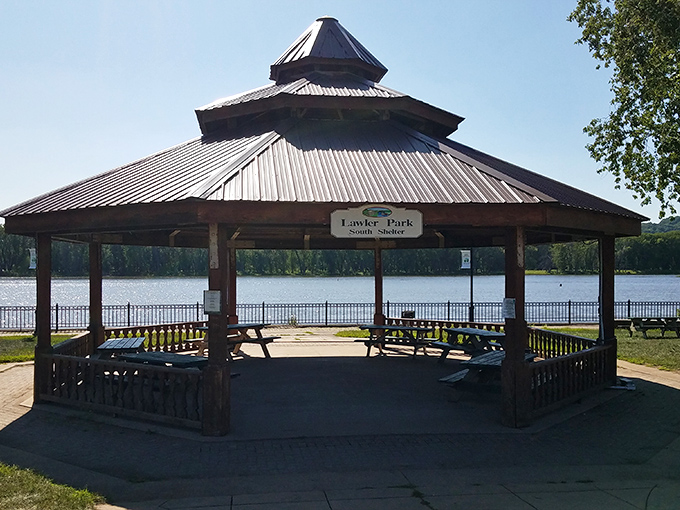 Lawler Park's riverside gazebo offers the perfect shelter for contemplating life's big questions&mdash;or simply watching barges navigate the mighty Mississippi.