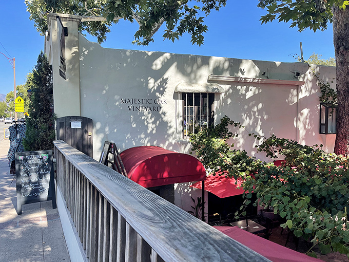 Majestic Oak Vineyard offers a shady respite for wine lovers, with outdoor seating that practically begs you to linger over that second glass.