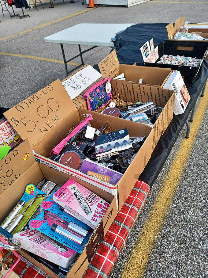 Beauty bargain hunters rejoice! These cardboard treasure chests overflow with cosmetic deals that would make any makeup enthusiast's heart skip a beat.