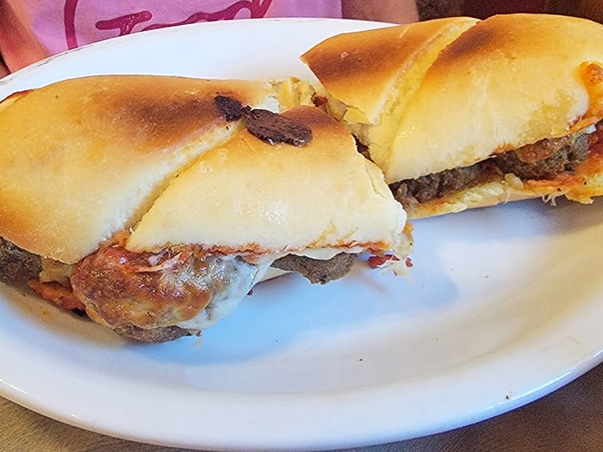 The legendary meatball sub in all its glory&mdash;where perfectly seasoned meatballs, rich tomato sauce, and melted cheese create a holy trinity of sandwich perfection.