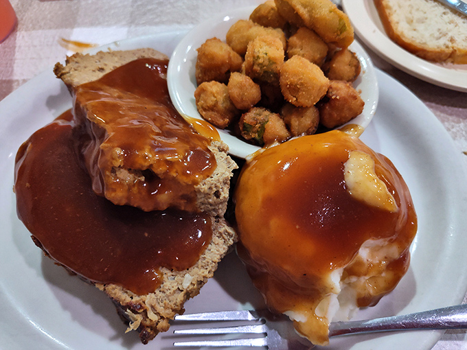 Meatloaf that would make your grandmother both proud and jealous. That gravy doesn't just flow&mdash;it embraces everything it touches.
