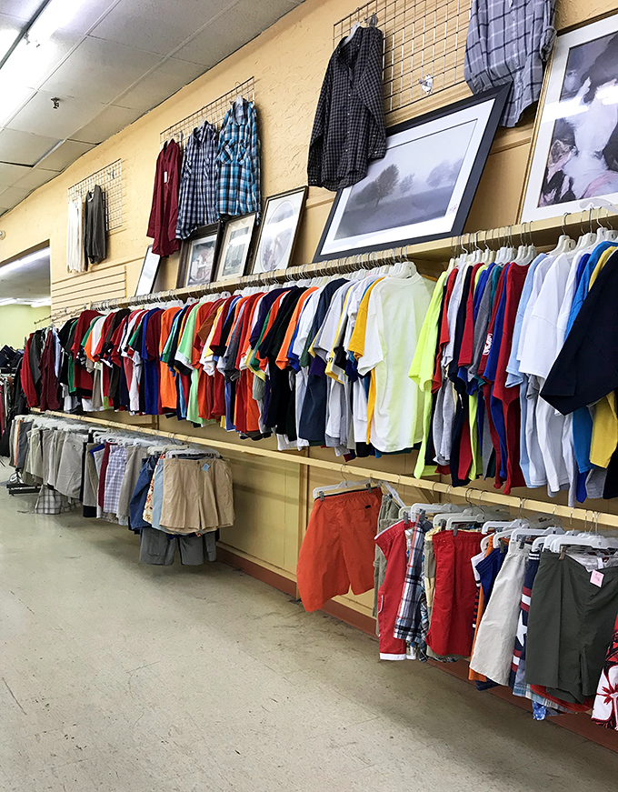 Color-coded clothing nirvana! The men's section proves secondhand shopping isn't just for vintage-hunting hipsters&mdash;it's for savvy shoppers of all stripes.