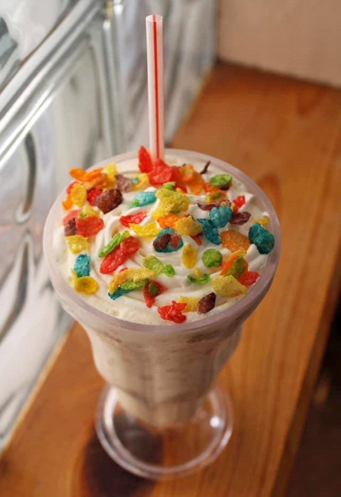 This isn't just a milkshake&mdash;it's childhood nostalgia in a glass. Topped with Fruity Pebbles and whipped cream, it's what would happen if your breakfast cereal and dessert had a delicious love child.