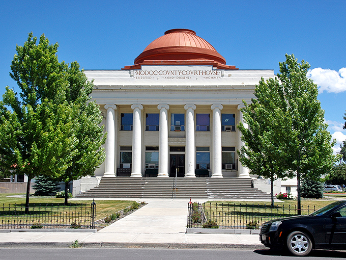 The Modoc County Courthouse could double as a film set for "To Kill a Mockingbird," with columns that have witnessed generations of small-town justice.