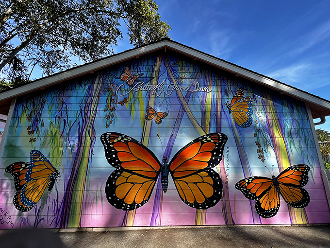 The Butterfly Grove Inn celebrates Pacific Grove's most famous seasonal residents&mdash;thousands of monarchs who clearly know prime real estate when they see it.