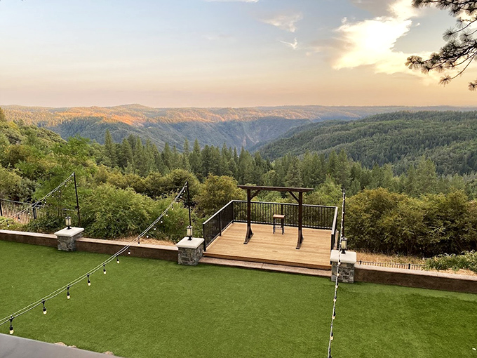 This view makes you understand why people build decks in the mountains. Coffee tastes 37% better when sipped while gazing at endless forest-covered ridges.
