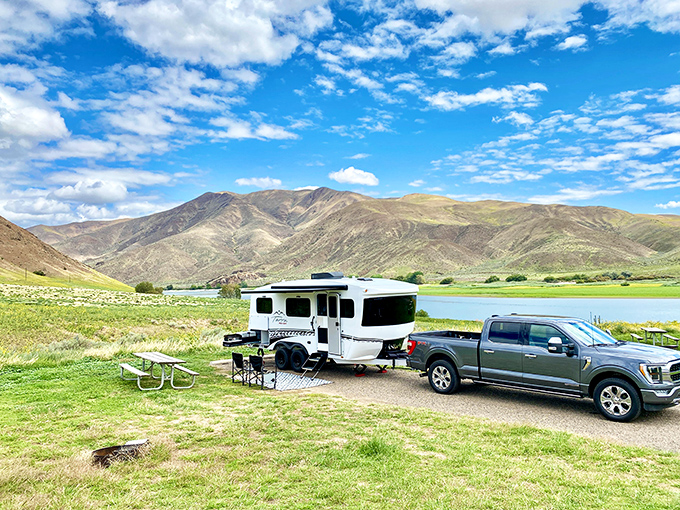 Though not in Nappanee, this serene lakeside camping spot represents the kind of natural beauty that surrounds Indiana's Amish Country.