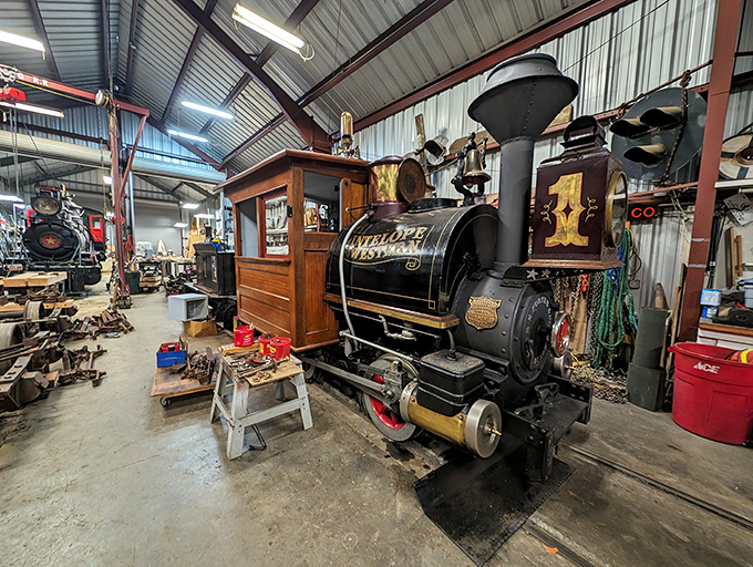 All aboard for a journey back in time! The Nevada County Narrow Gauge Railroad Museum houses this beautifully restored locomotive, a testament to the region's transportation history.