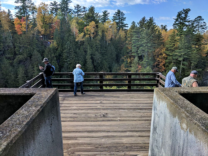 Fall foliage transforms the observation deck into nature's theater balcony. The show is always sold out, but thankfully, tickets are free.