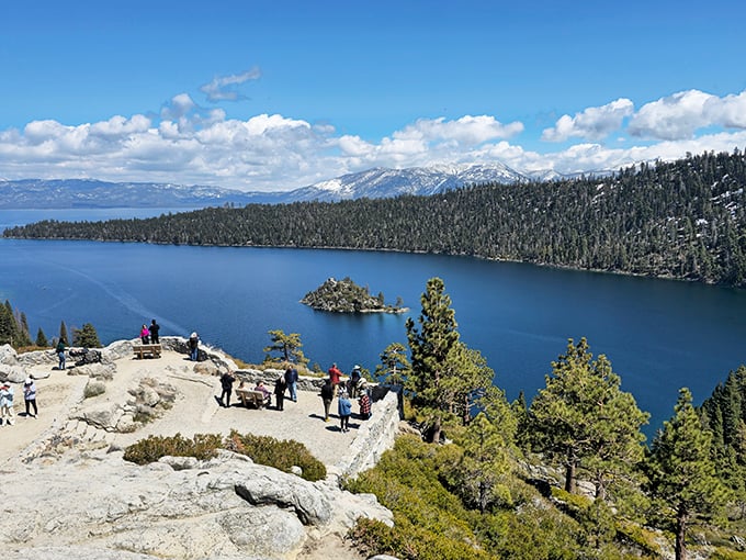 Inspiration Point lives up to its name&mdash;visitors gather on granite outcroppings to collectively gasp at nature's masterpiece below.