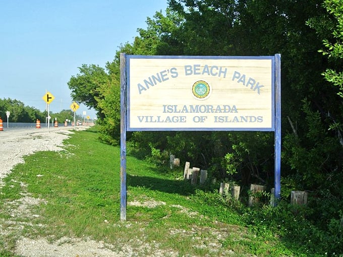 The unassuming entrance sign&mdash;nature's version of "nothing to see here, folks" before revealing one of the Keys' most beautiful secrets.