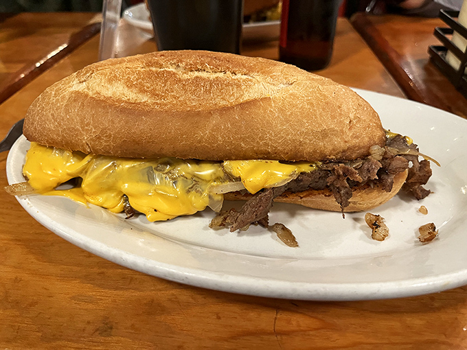 Behold the Philly cheesesteak in all its melty glory&mdash;tender beef and gooey cheese nestled in a perfect roll. Philadelphia might demand its passport.