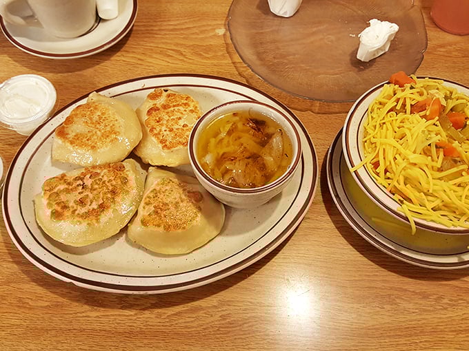 Golden-brown pierogi, kissed by the griddle, sitting proudly alongside a cup of soup – Eastern European comfort that speaks fluent Clevelander.