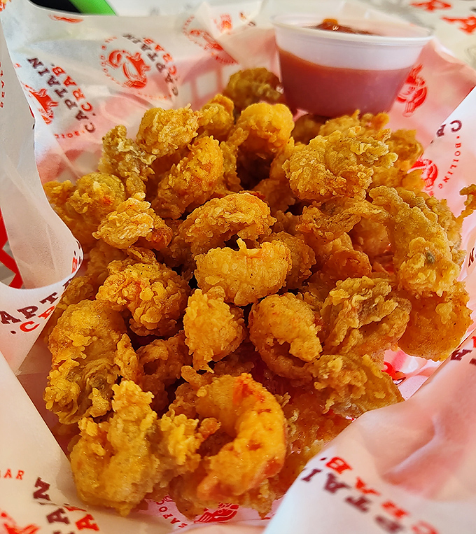 The legendary popcorn crawfish&mdash;crispy, golden nuggets of joy that disappear faster than good intentions on vacation. Worth every finger-licking moment.