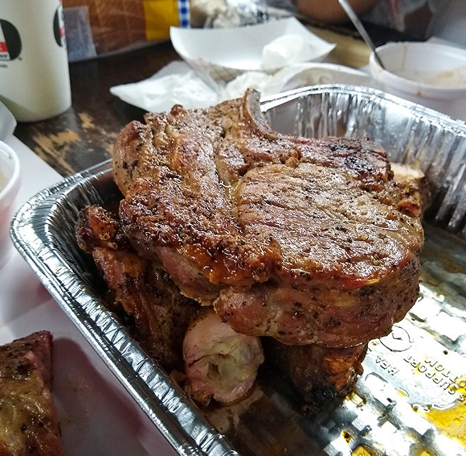 The legendary pork chop in all its glory&mdash;two inches thick with a perfect crust that makes vegetarians question their life choices.