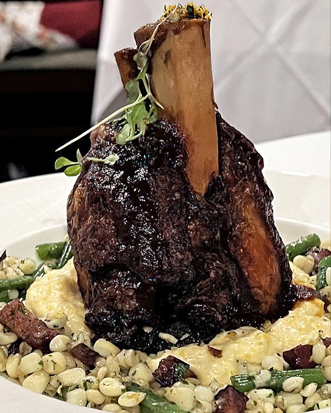 Behold the pork shank in all its glory&mdash;a Fred Flintstone-worthy portion that's been slow-cooked until it practically surrenders to your fork.