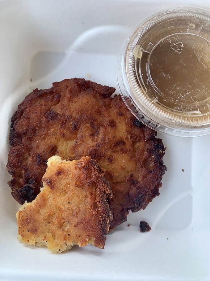 These golden beauties arrive crispy as autumn leaves, with applesauce playing the perfect supporting role in this delicious drama.