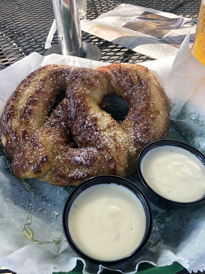 The star of the show arrives! This isn't just a pretzel&mdash;it's a golden-brown masterpiece that makes other pretzels question their life choices.