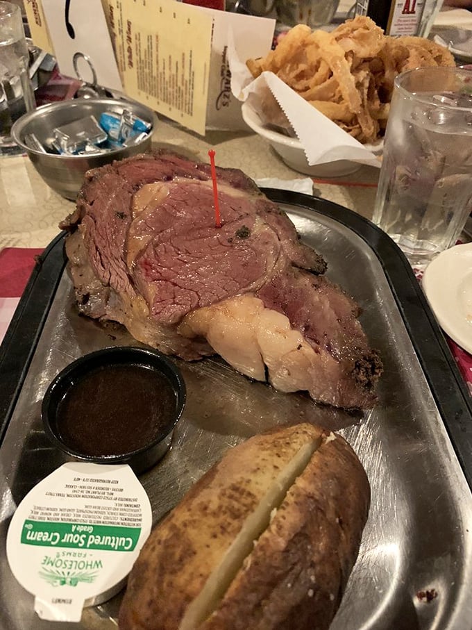 Behold the crown jewel: prime rib so perfect it could make a vegetarian reconsider their life choices.