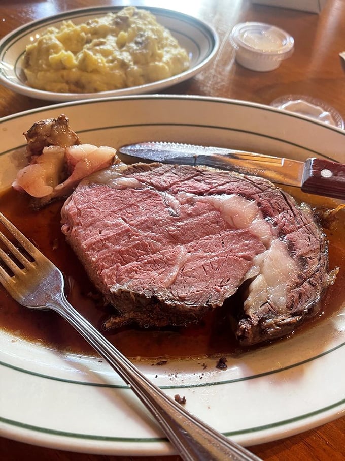 This isn't just prime rib&mdash;it's a masterclass in meat. Perfectly pink, juicy, and accompanied by sides that know their supporting role.