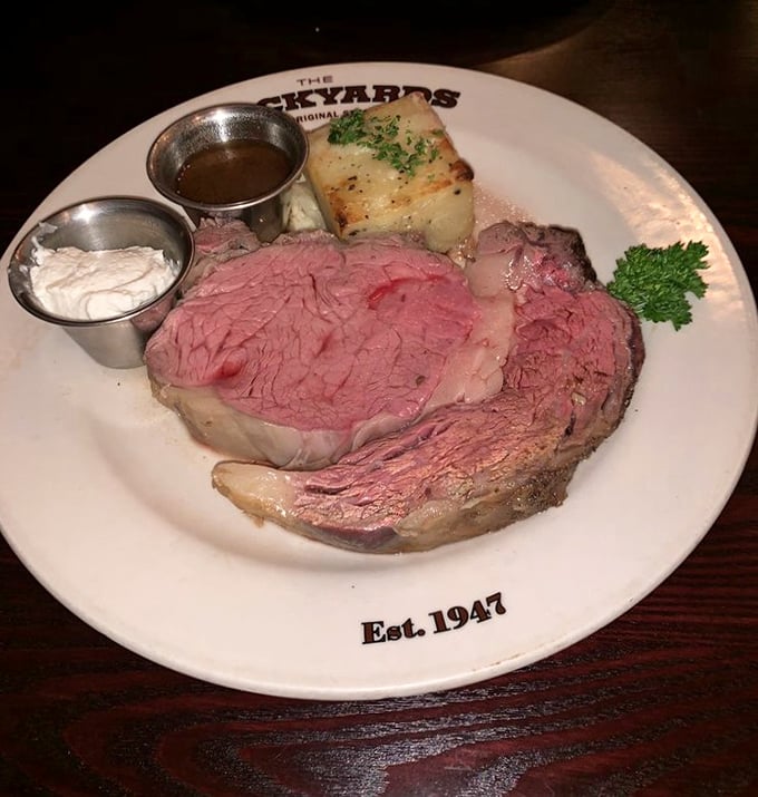 The star of the show: perfectly pink prime rib served with horseradish cream and jus. Meat this good doesn't need complicated introductions.