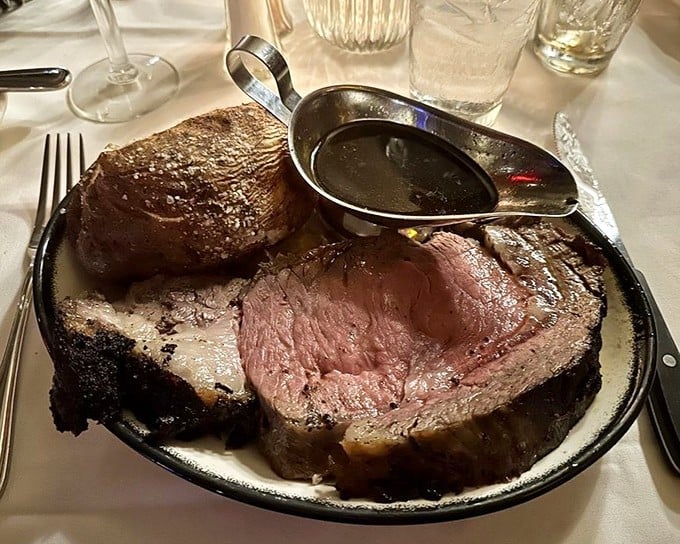 Prime rib that makes vegetarians question their life choices. The au jus isn't just a sauce&mdash;it's liquid gold worth bottling and taking home.