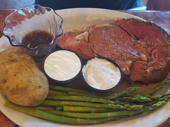 Prime rib that doesn't just melt in your mouth&mdash;it throws a party there. Those asparagus spears aren't just sides; they're the perfect supporting cast.