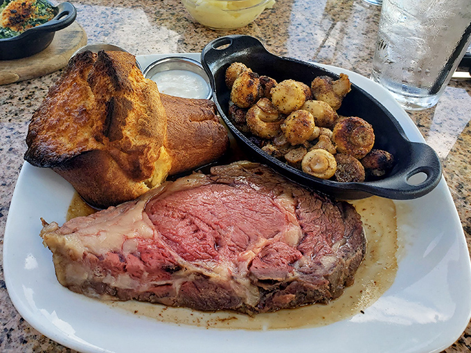 This isn't just prime rib&mdash;it's a masterpiece of meat, accompanied by a Yorkshire pudding that defies gravity and mushrooms that found their purpose in life.