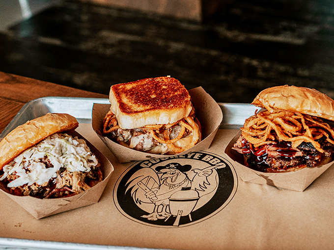 Barbecue sandwiches that require both hands and several napkins. The perfect relationship between meat and bread is never neat.