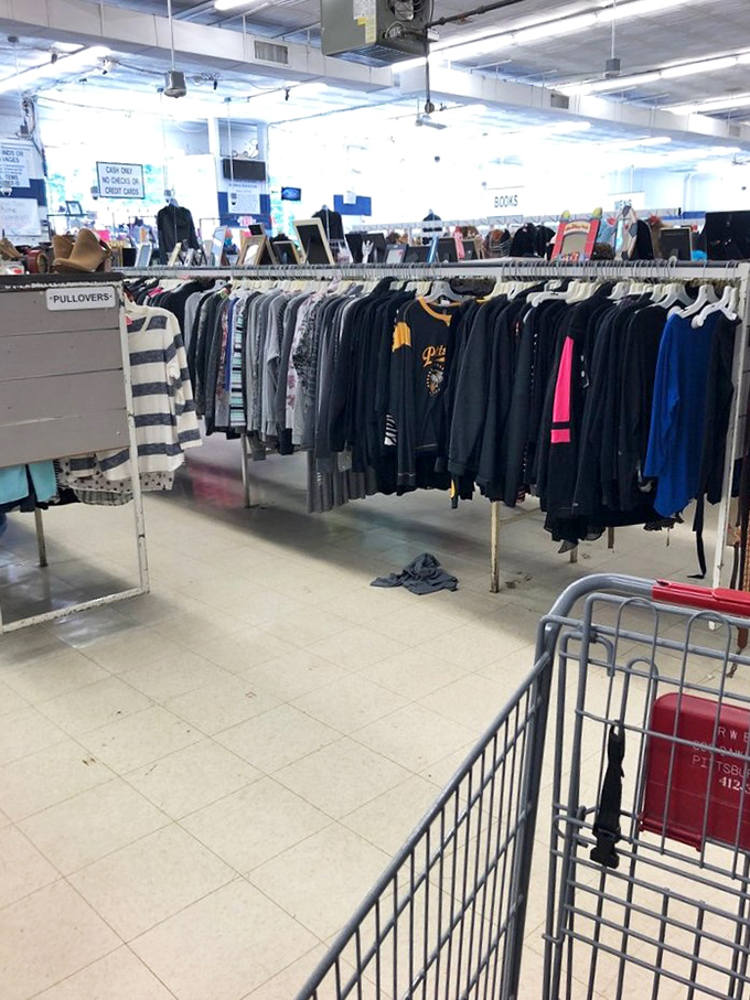 The pullover section: where vintage Pittsburgh sports gear and yesterday's fashion trends come together for their second act. Treasure hunting at its finest!