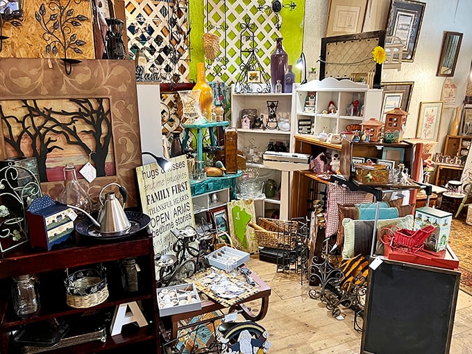 Every nook reveals a new category of curiosities. Home d&eacute;cor mingles with nostalgic knickknacks in this organized chaos of collectibles.