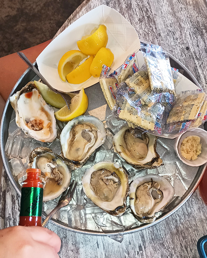 Fresh oysters on ice – nature's perfect appetizer. Just add a squeeze of lemon, a dash of hot sauce, and prepare for briny bliss.