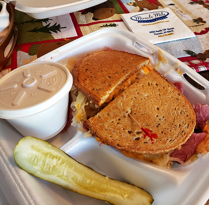 The sandwich that launched a thousand food pilgrimages. This Reuben doesn't just satisfy hunger &ndash; it creates memories, complete with that essential pickle sidekick.