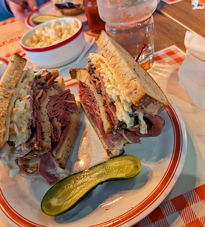 This isn't just a sandwich; it's architecture with purpose. Layers of thinly-sliced meat create the skyscraper of satisfaction your lunch hour deserves.
