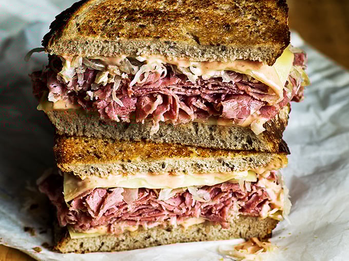 Behold the architectural marvel that is Katzinger's Reuben&mdash;layers of corned beef so perfect they could make a vegetarian question their life choices.