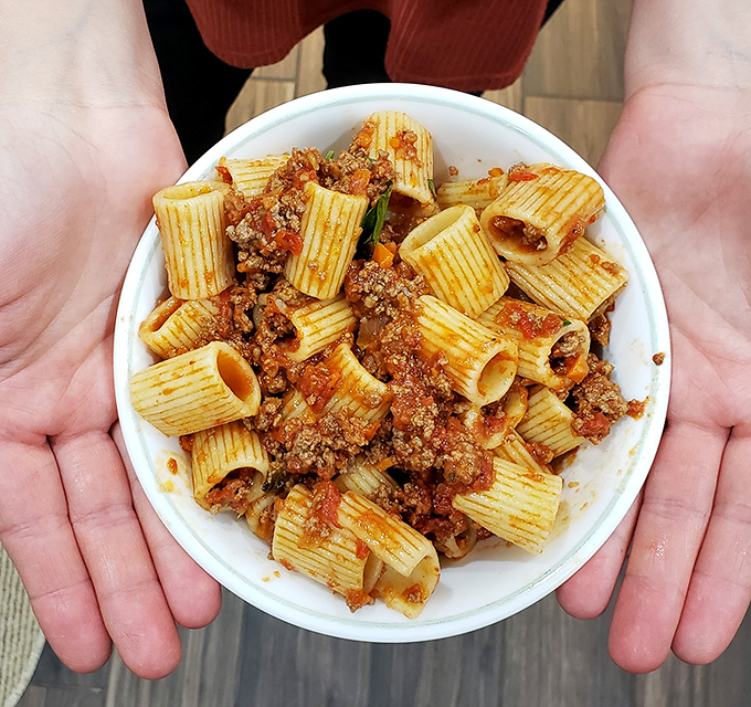 Rigatoni that doesn't just sit there looking pretty&mdash;it demands to be devoured. Those pasta tubes are little flavor tunnels for the robust sauce.
