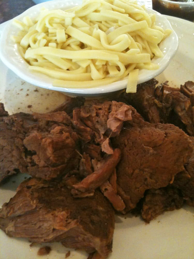 Tender roast beef alongside buttery noodles &ndash; a combination so perfect it makes you wonder why fancy restaurants bother with complicated food when this exists.