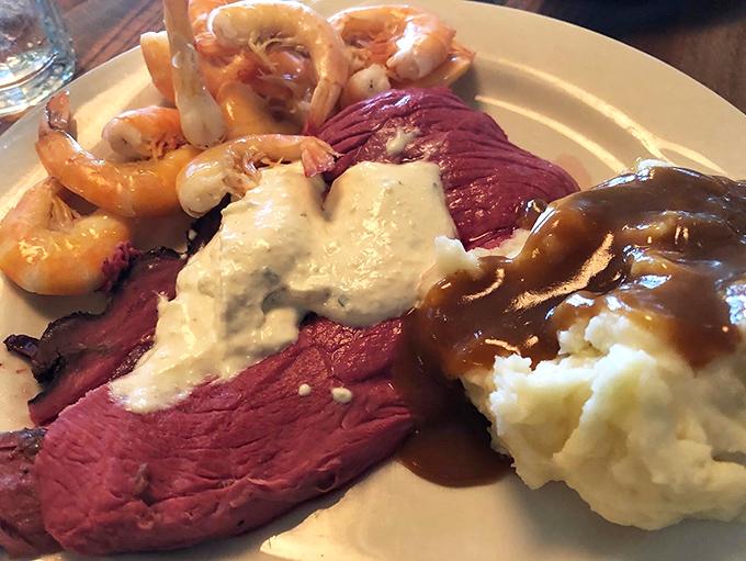 Tender roast beef, plump shrimp, and cloud-like mashed potatoes&mdash;the holy trinity of comfort food that makes diets weep and taste buds rejoice.