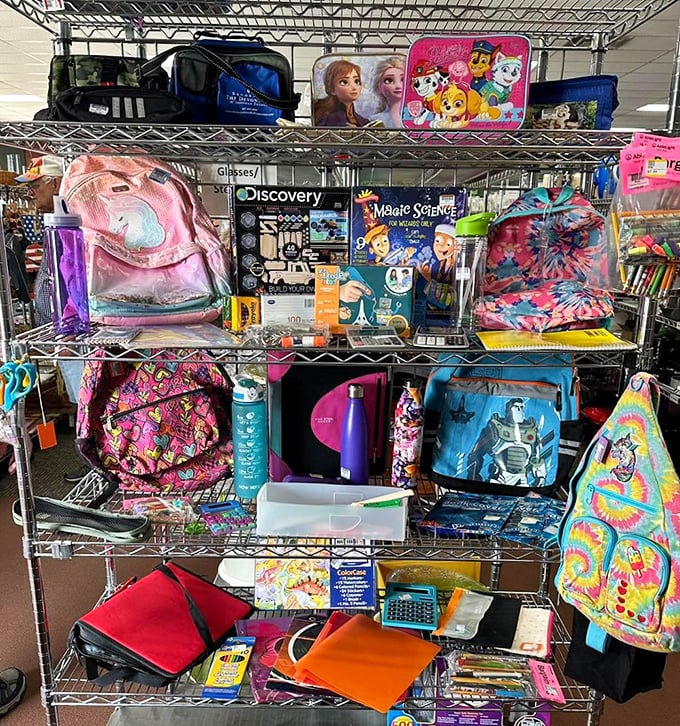 Backpacks and science kits galore! One child's abandoned science experiment becomes another's gateway to discovering dinosaurs or outer space.