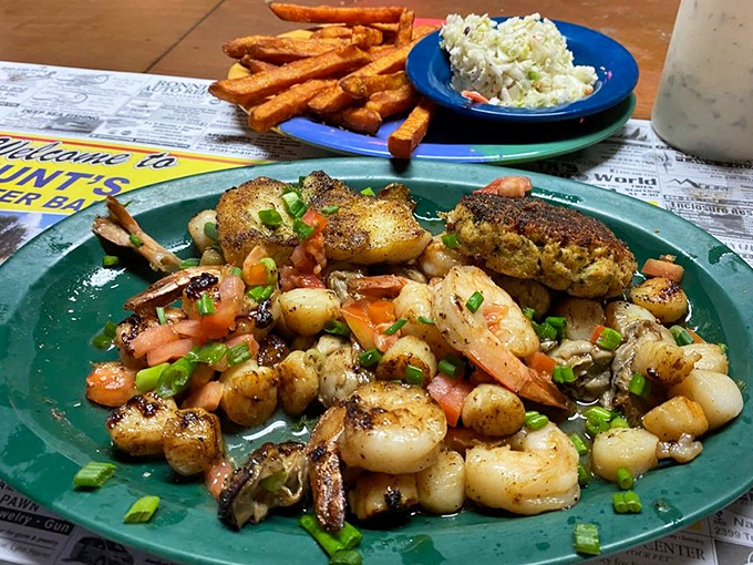 This seafood platter isn't just dinner; it's a maritime celebration on a plate. Those sweet bay scallops and plump shrimp are practically doing the backstroke in flavor.