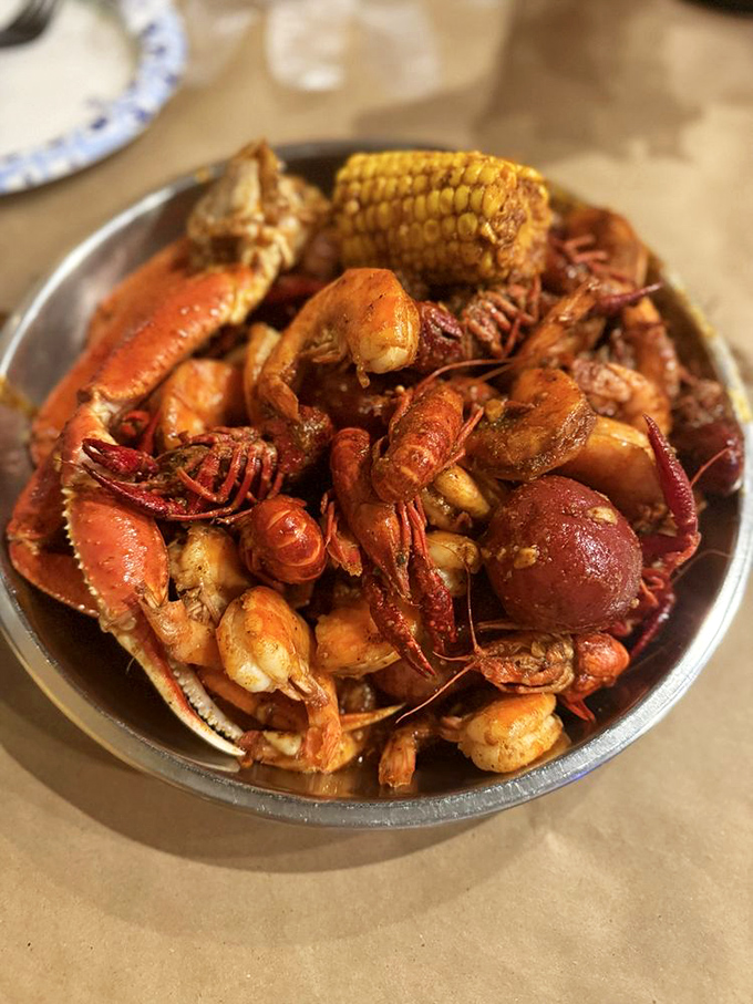 A glorious heap of red-spiced treasures from the deep &ndash; where crustaceans go to meet their delicious destiny.