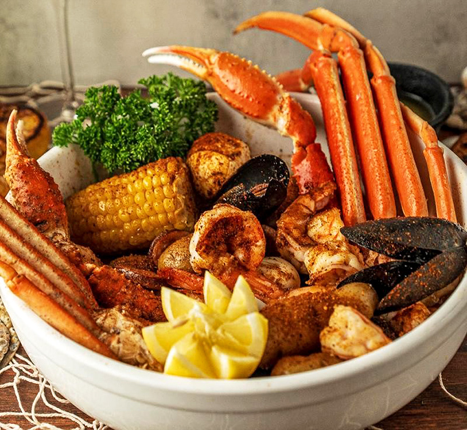 This seafood boil isn't just a meal&mdash;it's an event. Snow crab legs, shrimp, mussels, and corn create a symphony of flavors that demands to be shared.