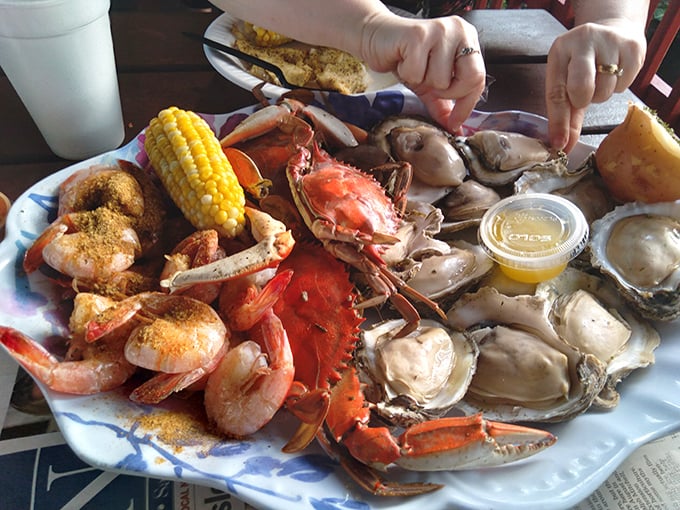 Seafood heaven isn't a metaphor&mdash;it's this platter. Blue crab, oysters, and shrimp sharing real estate with corn and potatoes in a glorious coastal communion.