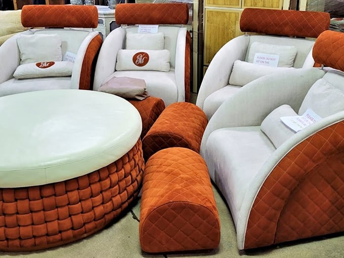 These tangerine dream chairs aren't just furniture&mdash;they're conversation pieces that scream "Miami glamour" without saying a word about their thrift store origins.